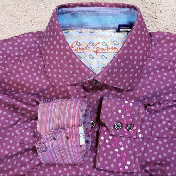 Robert Graham | Shirts | Robert Graham Shirt Mens Xl Purple Flip Cuff ...